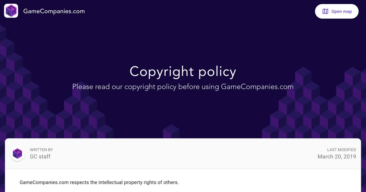 Copyright policy | GameCompanies.com